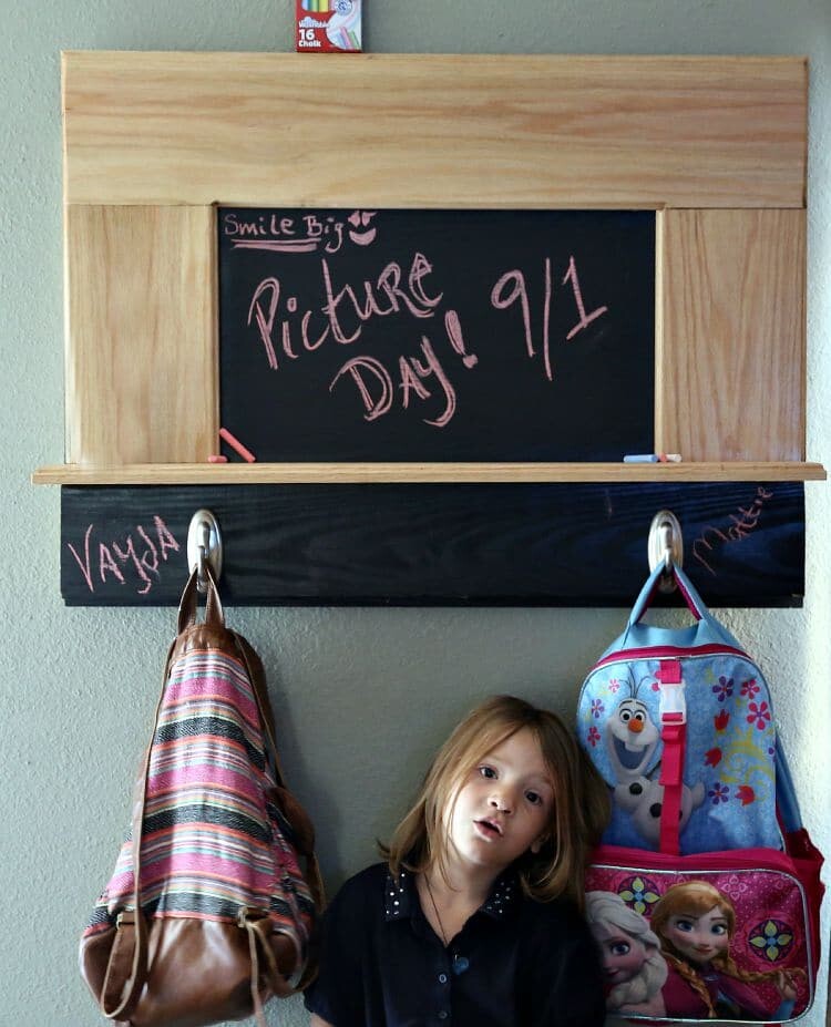 DIY Chalkboard Shelf & Backpack Rack for Kids | Half Baked Media