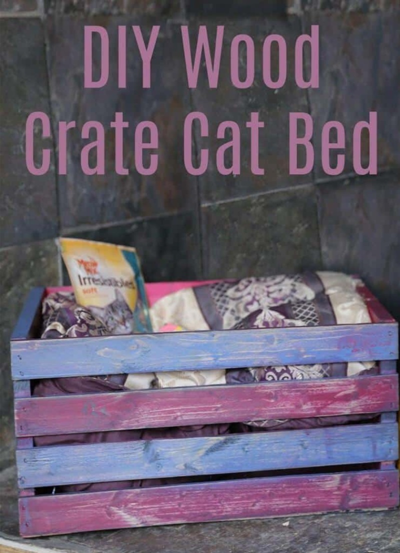 DIY Wood Crate Cat Bed | Half Baked Media